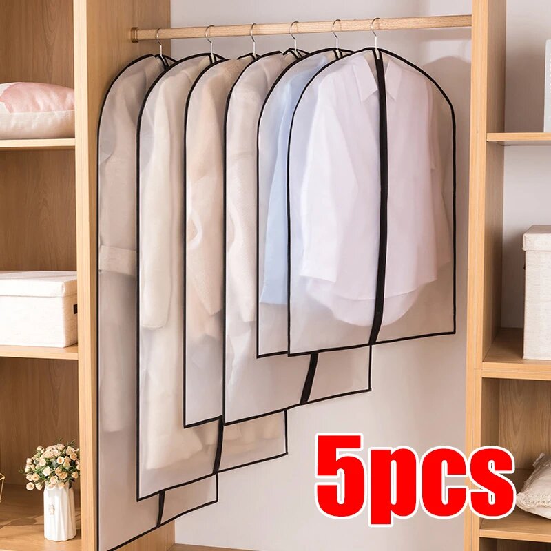 Черные пылезащитные чехлы для одежды 60x80 см (5 шт)