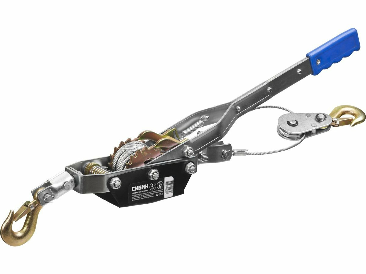 Лебедка ручная рычажная тросовая 4000 кг 3 м Сибин 43125-4