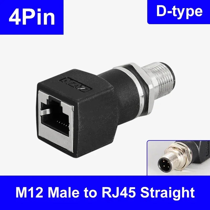 DIVEDEER M12 4Pin D code/8Pin A coding to RJ45 connector 4Pin Male to RJ45-S