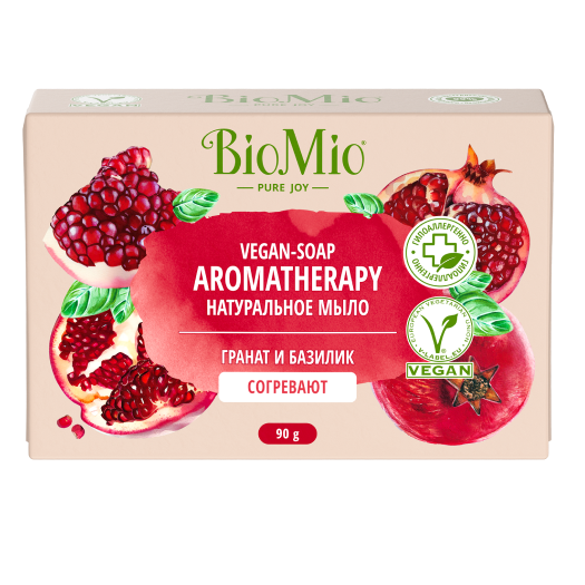 Набор из 3 штук Натуральное мыло BioMio Aromatherapy гранат и базилик 90 г