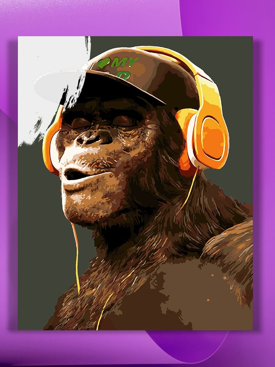 Картина по номерам на холсте Серия Три Обезьяны - не слышу, 40 х 50 см