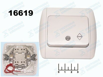 Выключатель 1-клавишный проходной EL-BI Zirve белый с индикацией керамика