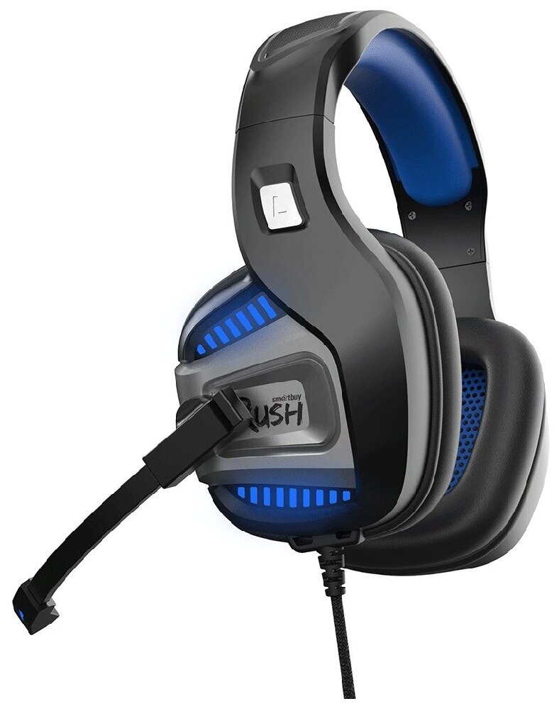 Игровая гарнитура RUSH PUNCH'EM, динамики 50мм, поворотный микрофон, LED, черн/син (SBHG-9710)
