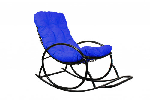 Кресло-качалка M-group черное, синяя подушка
