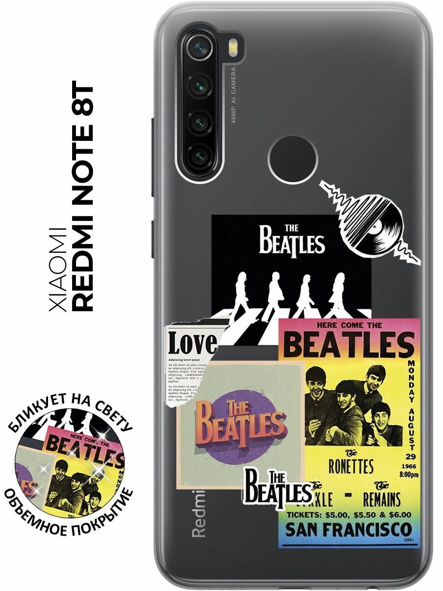Силиконовый чехол с принтом Beatles Stickers для Xiaomi Redmi Note 8T / Сяоми Редми Ноут 8Т
