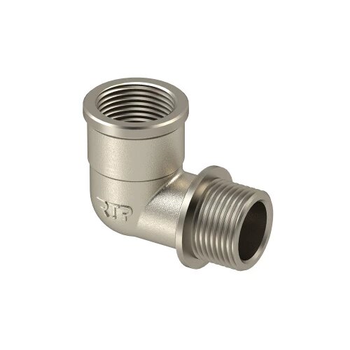 Угольник, латунь, внутренняя/наружная резьба 3/4"х90°, никель, РТП, 25183