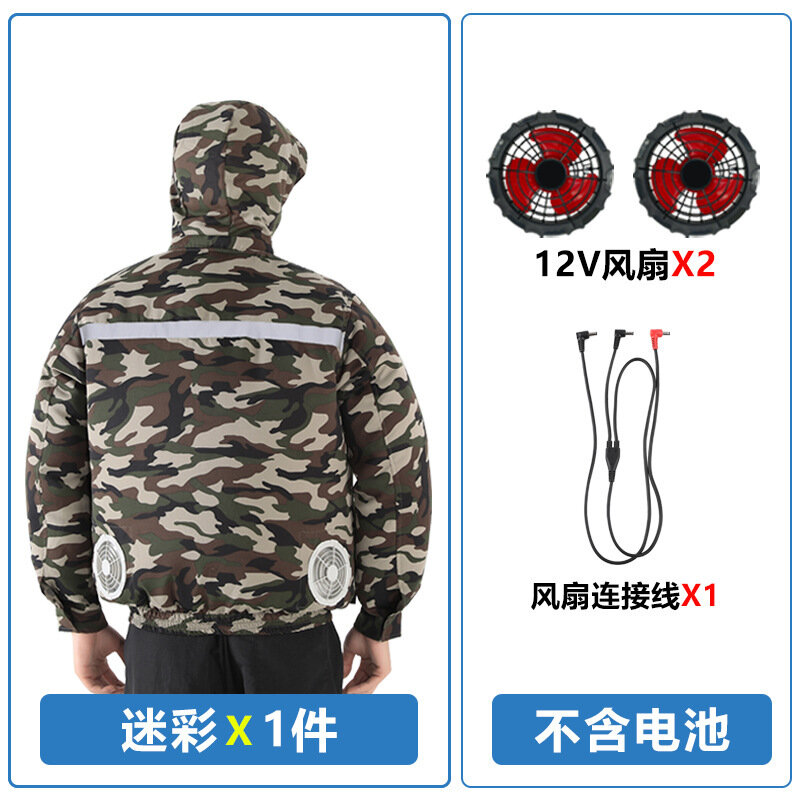 Утепленная спецодежда, с капюшоном, для сада, стройплощадки, с вентиляторами, камуфляж, размер M