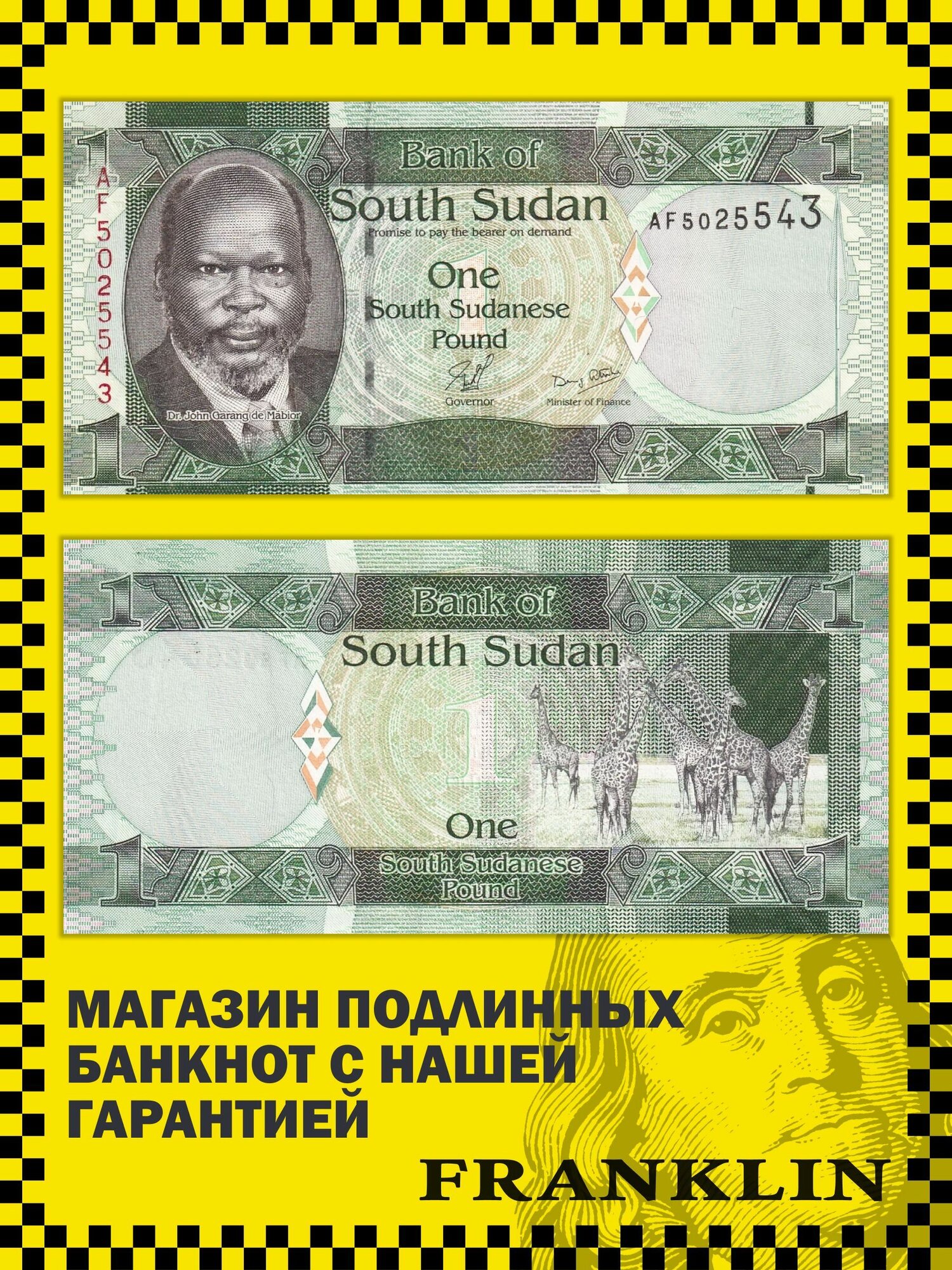 Банкнота Южный Судан 1 фунт 2011 год (UNC) Pick 5a