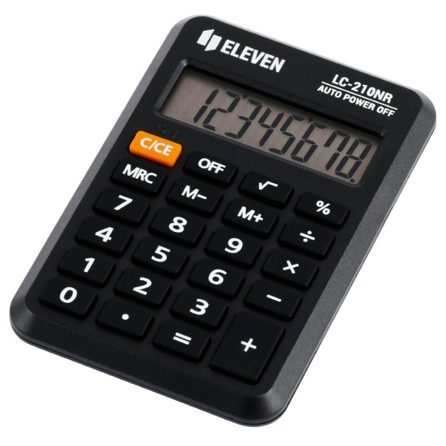 Калькулятор карманный Eleven LC-210NR, 8 разрядов, питание от батарейки, 64*98*12мм, черный