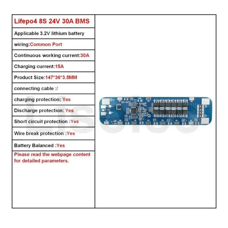 Литиево-железо-фосфатная батарея Lifepo4 8S BMS 24В lifepo4 8S 30A