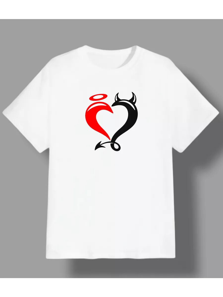 Футболка сердце ангел и демон