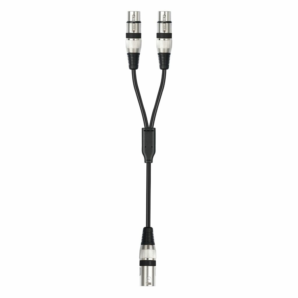 USB-концентратор, XLR 3-pin канон один к двум женским переходник - черный, 1 шт.