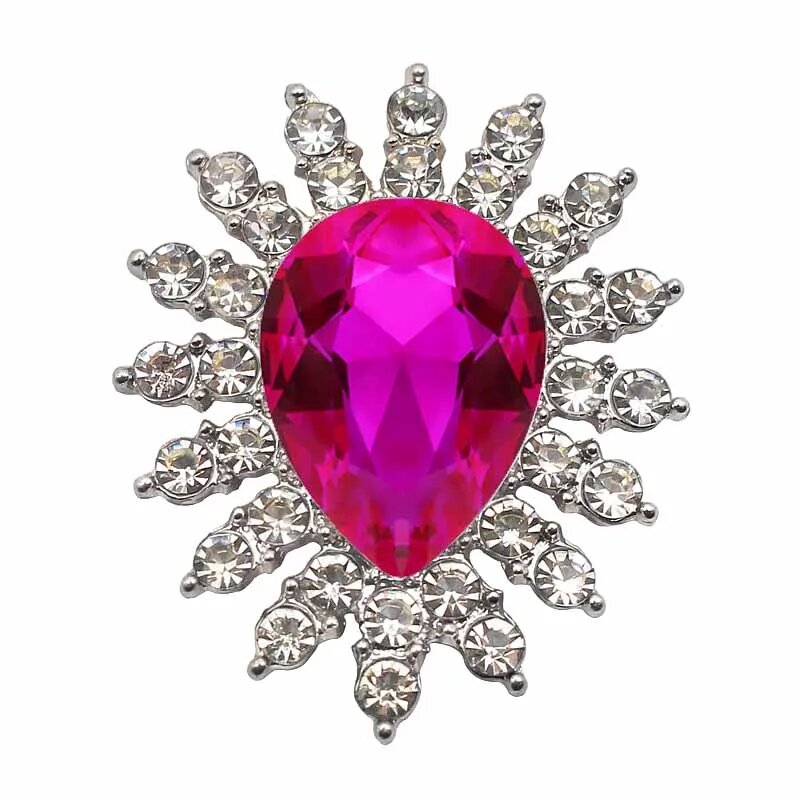 Брошь с розовым камнем, серебро, NO.8 Magenta