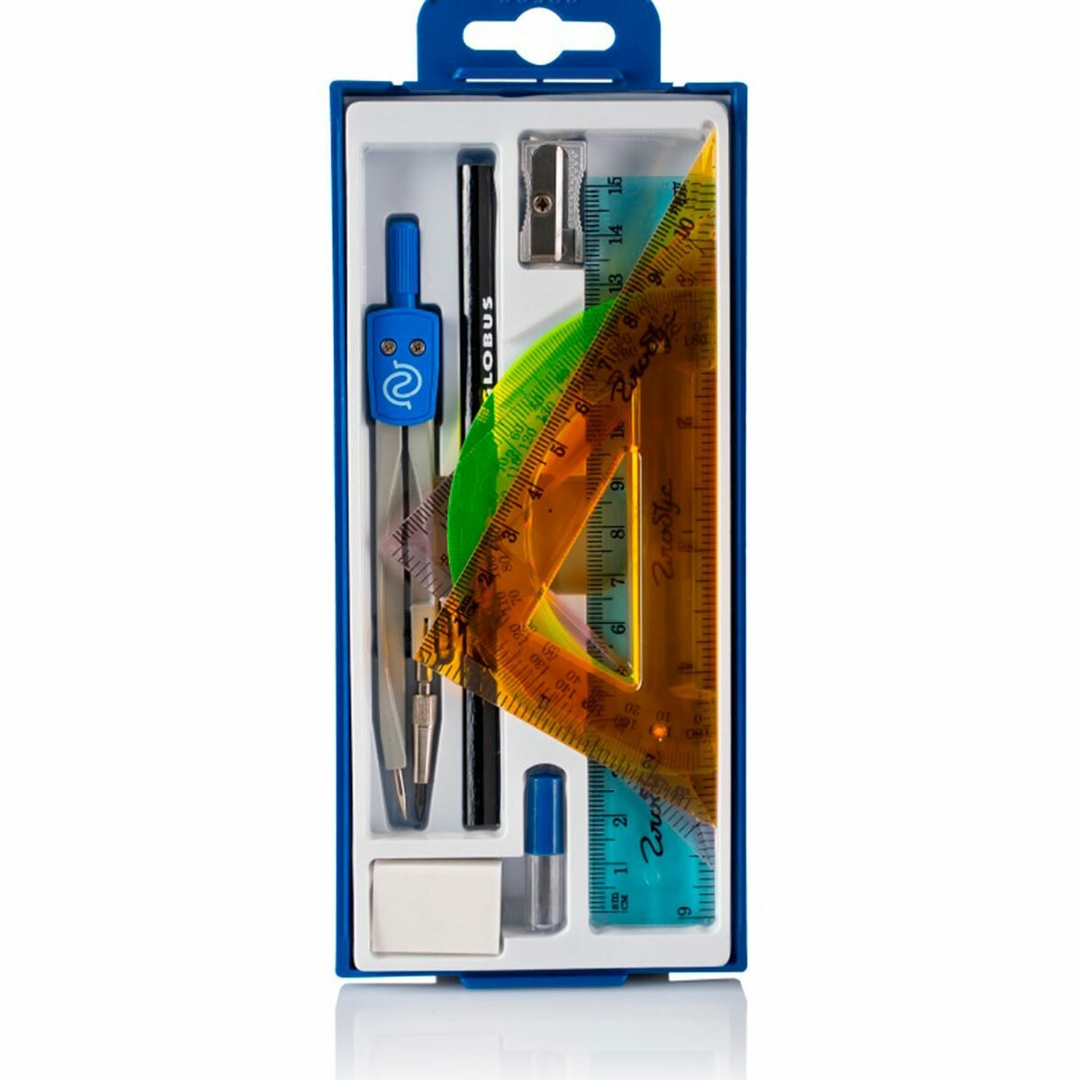 Готовальня 9 предметов Глобус, пластиковый пенал с европодвесом (НЧ9-40-60)