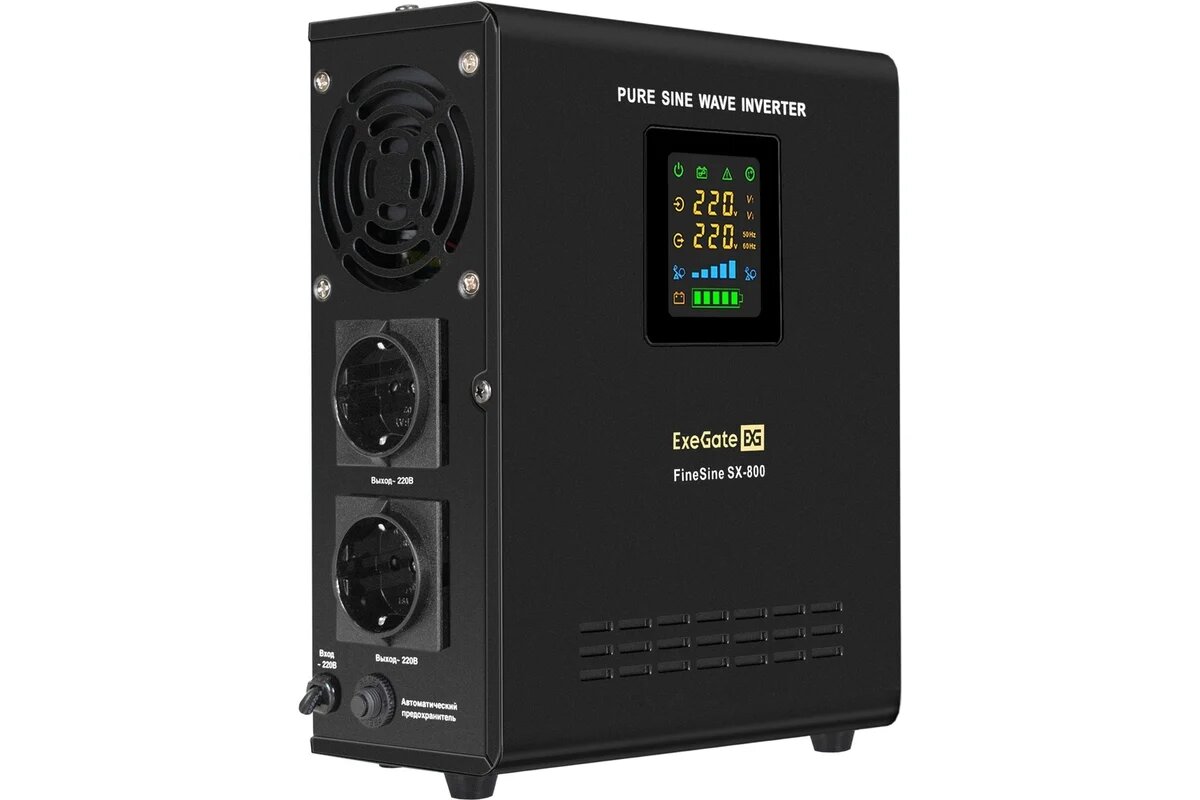 Комплект ИБП ExeGate FineSine SX-800. LCD. AVR.2SH EX295996RUS + батарея 40Aч EX282976RUS черный