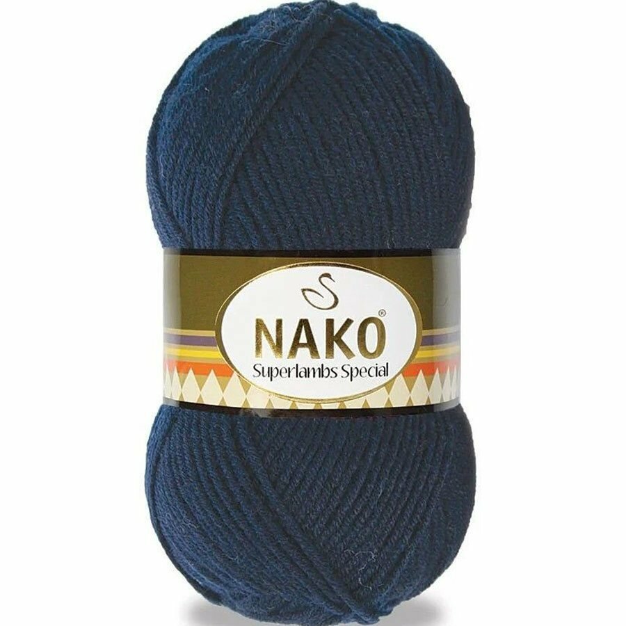 Пряжа Nako SUPERLAMBS SPECIAL 3088 т. синий (5 мотков)