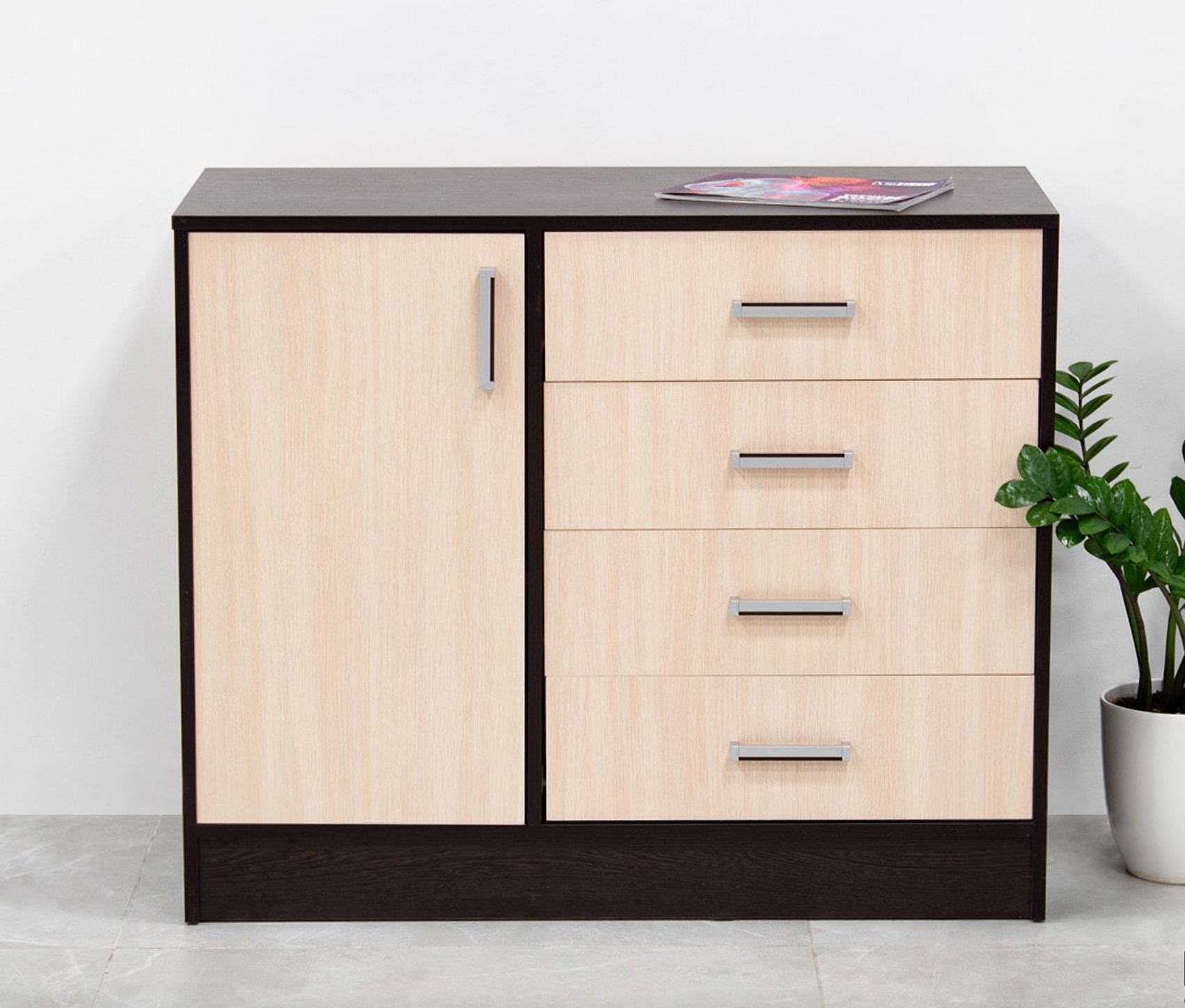 Комод Катрин-6 с ящиками, 100×83×43 см, венге / дуб молочный