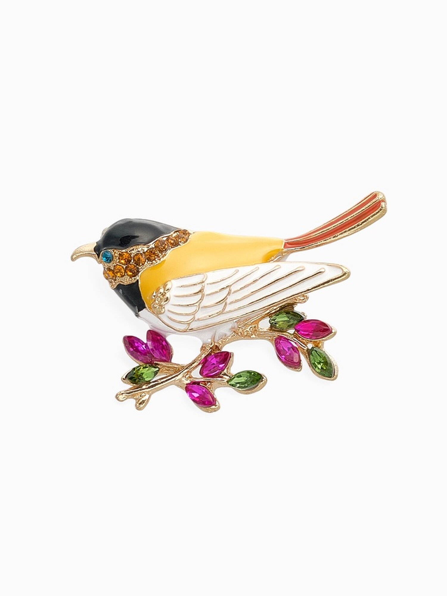 Брошь, стекло, эмаль, стразы