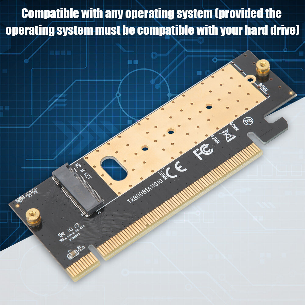 M key M.2 to PCIE3.0 x16 SSD Interface Riser Card with Heatsink for Windows/Linux/MAC — фото 1