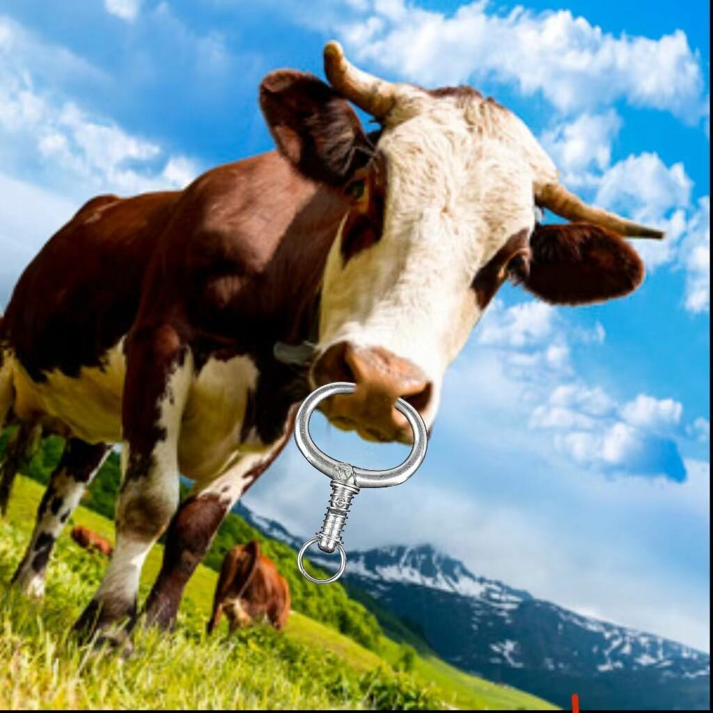 Кольцо в нос коровы из нержавеющей стали, пружинное, большой диаметр 13 см x 9 см