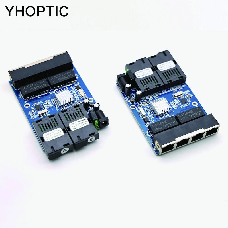 Гигабитный Ethernet-коммутатор с 2 оптоволоконными портами и 4 портами RJ45, плата медиаконвертера PCBA, гигабитный Ethernet-коммутатор, одномодовый, симплексный