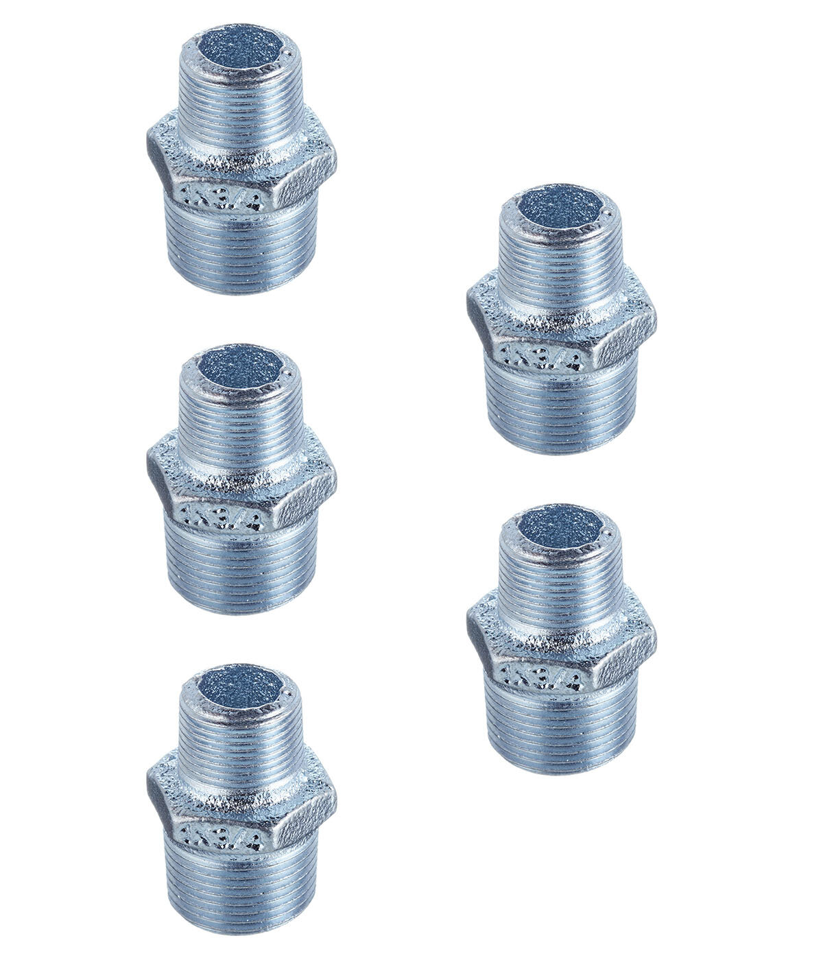 Ниппель переходный 3/4 НР(ш) х 1/2 НР(ш) чугунный оцинкованный (5 шт.)