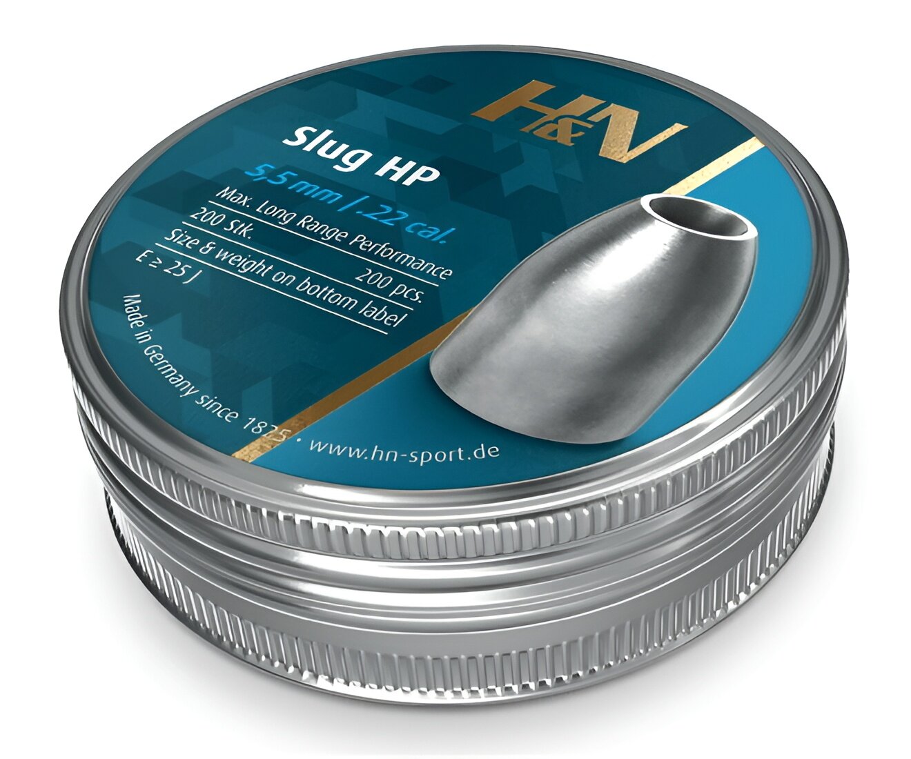 Пули полнотелые H&N Slug HP, 5,5 мм, 1,62 г (25 гран), 200 шт.