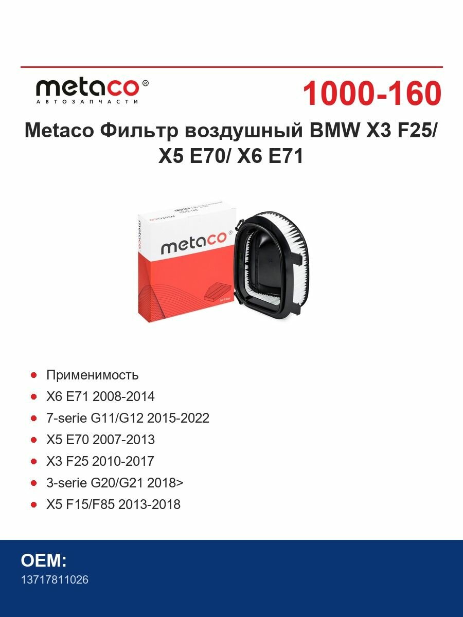 Metaco Фильтр воздушный BMW X3 F25/ X5 E70/ X6 E71