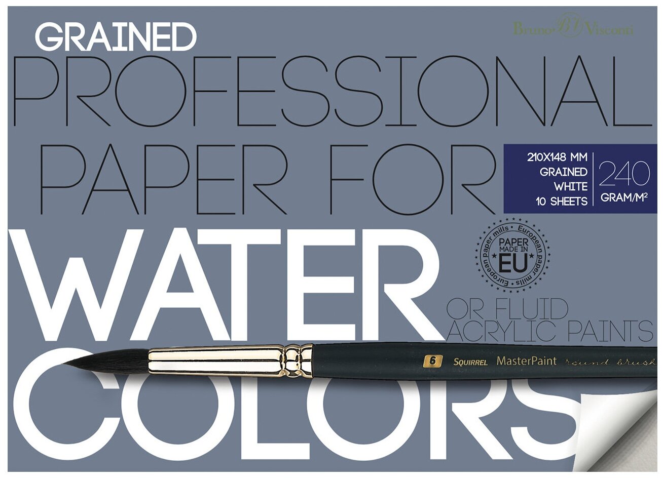 Бумага BrunoVisconti, для акварели, 10 л, 1 вид, А5 (148х210 мм), Арт. 4-132