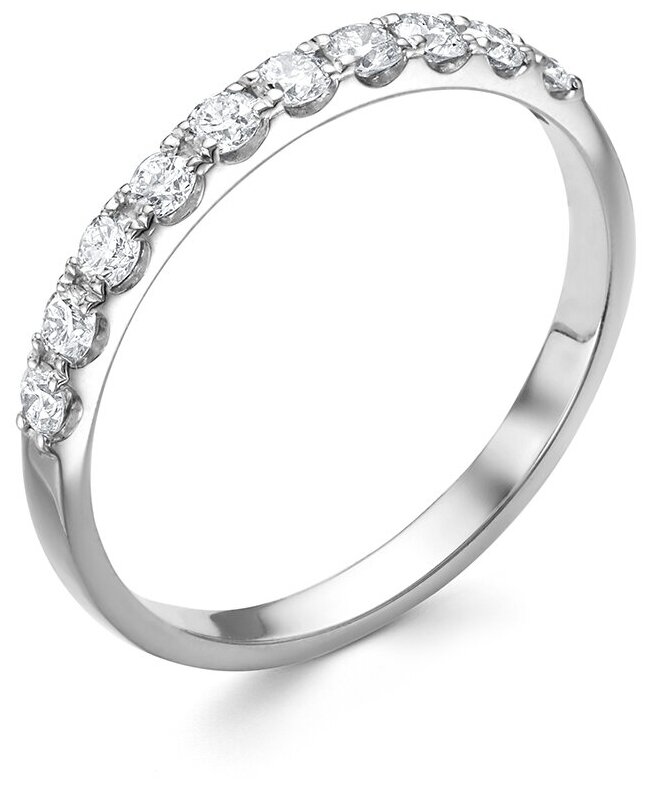 Кольцо дорожка, белое золото, 585 проба, родирование, бриллиант