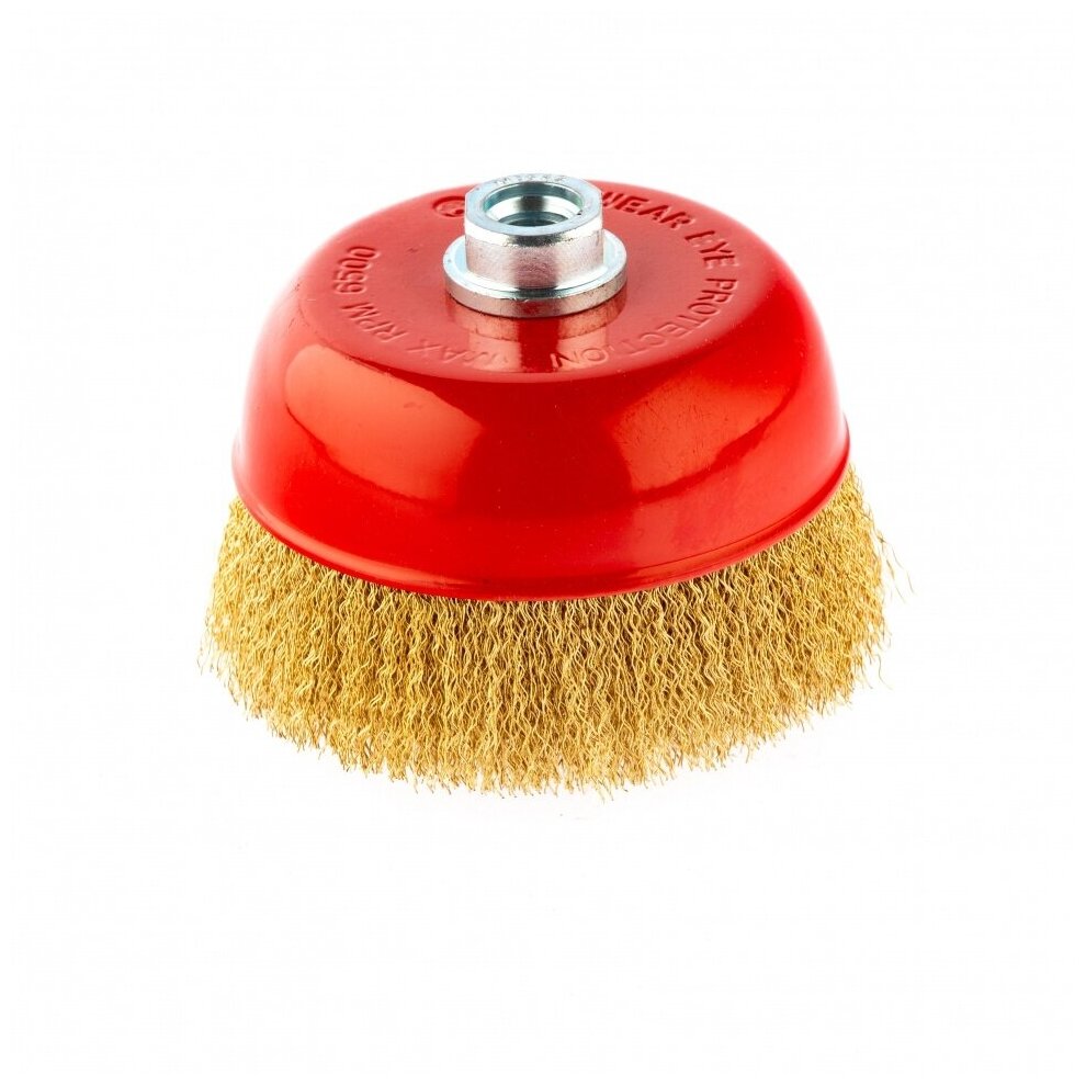 Щетка для УШМ, 125 мм, М14, "чашка", латунированная витая проволока Matrix, 74606