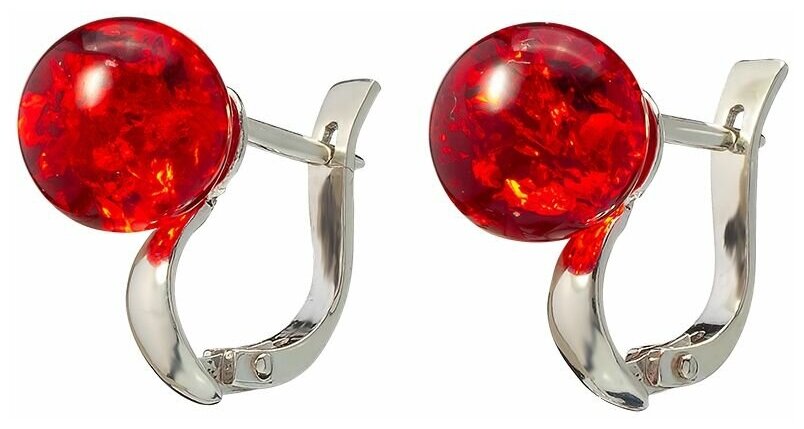 Серьги, серебро, 925 проба, янтарь