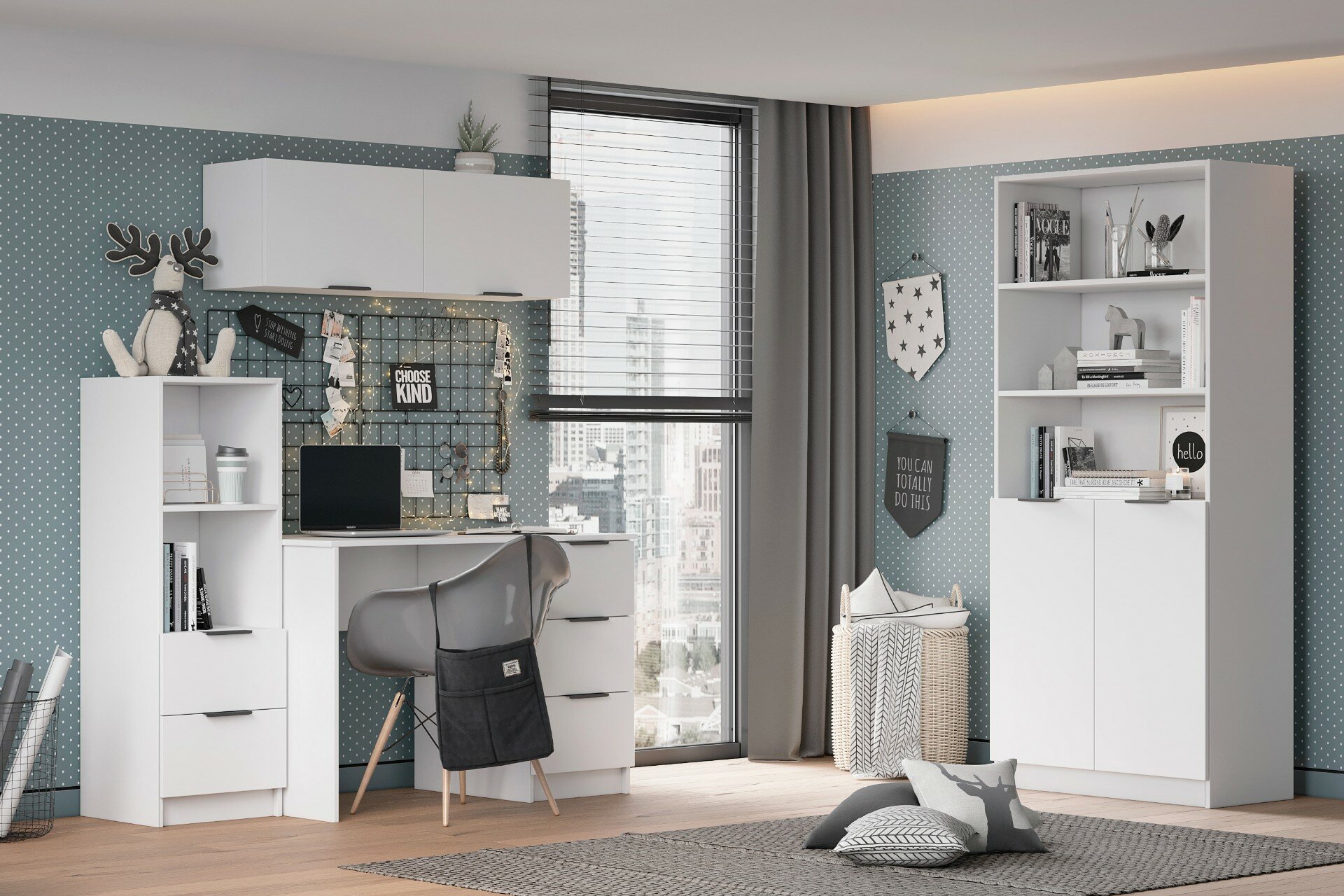 Набор подростковой мебели Лигия-2, Легкомаркет, 2300-600-1800, белый