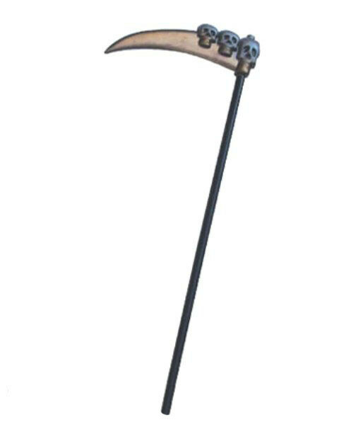 Коса с черепами 2285 черная с серебряным пластиком, размер: 34*96 см