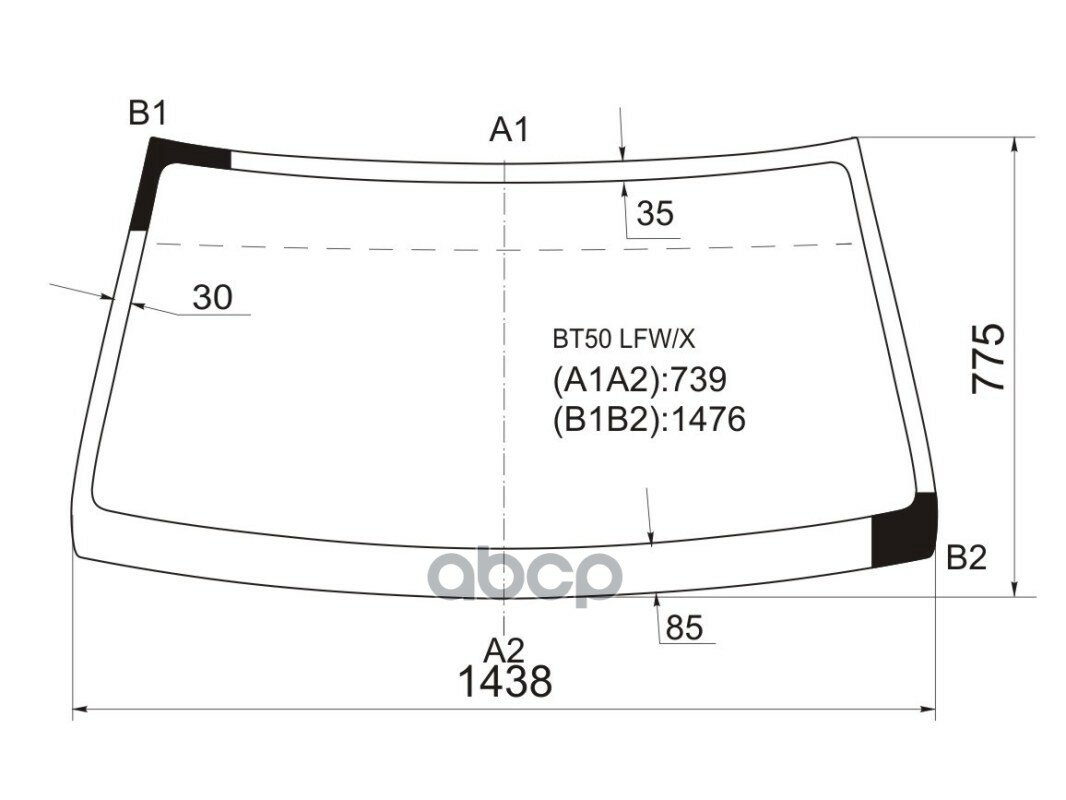 Стекло лобовое Ford Ranger USA 97-11 / Mazda BT-50 06-12 XYG арт. BT50 LFW/X