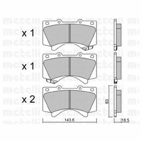 Комплект передних тормозных колодок Metelli 2208210 для Lexus LX; Toyota Land Cruiser, Sequoia, Tundra