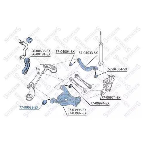 Сайлентблок подрамника зад. AUDI A6/S6/AVANT 04, 7700039SX STELLOX 77-00039-SX
