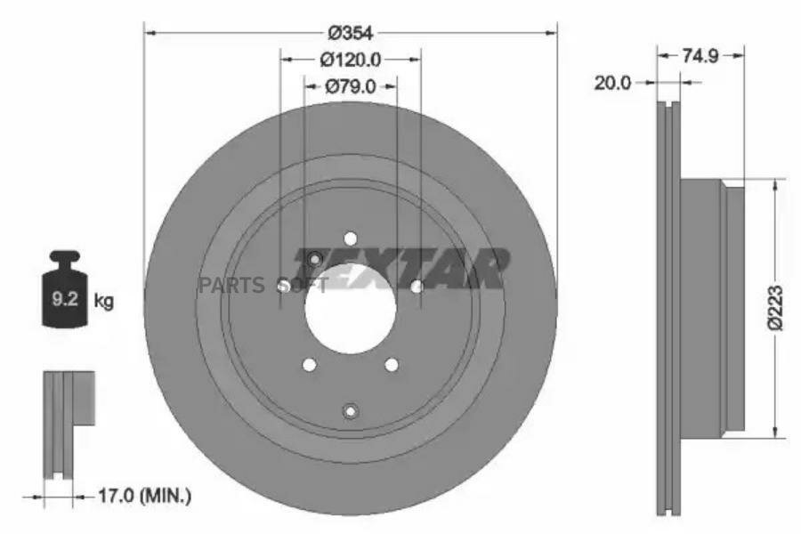 TEXTAR 92175503 Диск тормозной задний с покрытием PRO LAND ROVER TEXTAR 92175503