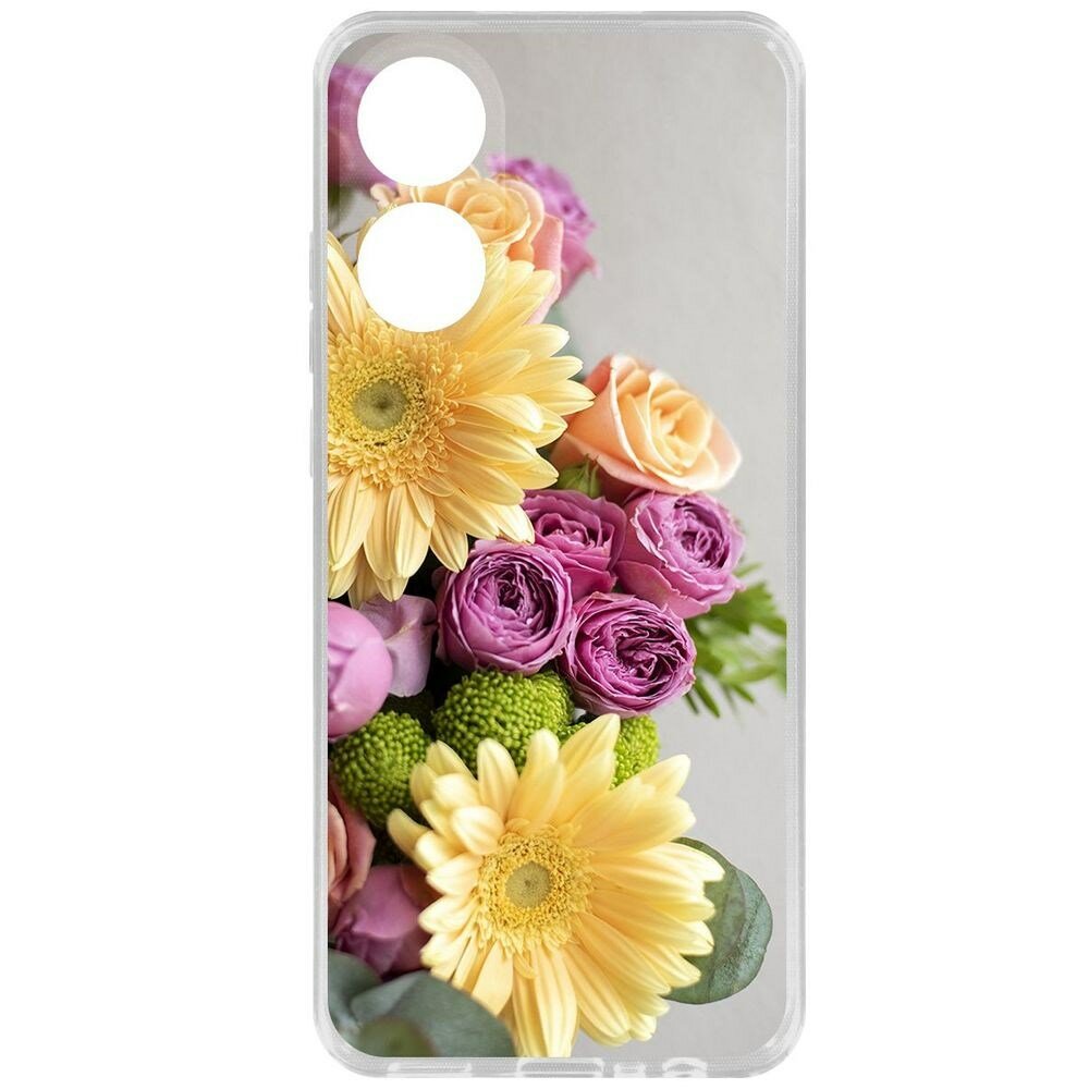 Чехол-накладка Krutoff Clear Case Букет для Oppo A78 4G, с рисунком, термопластичный полиуретан (TPU)