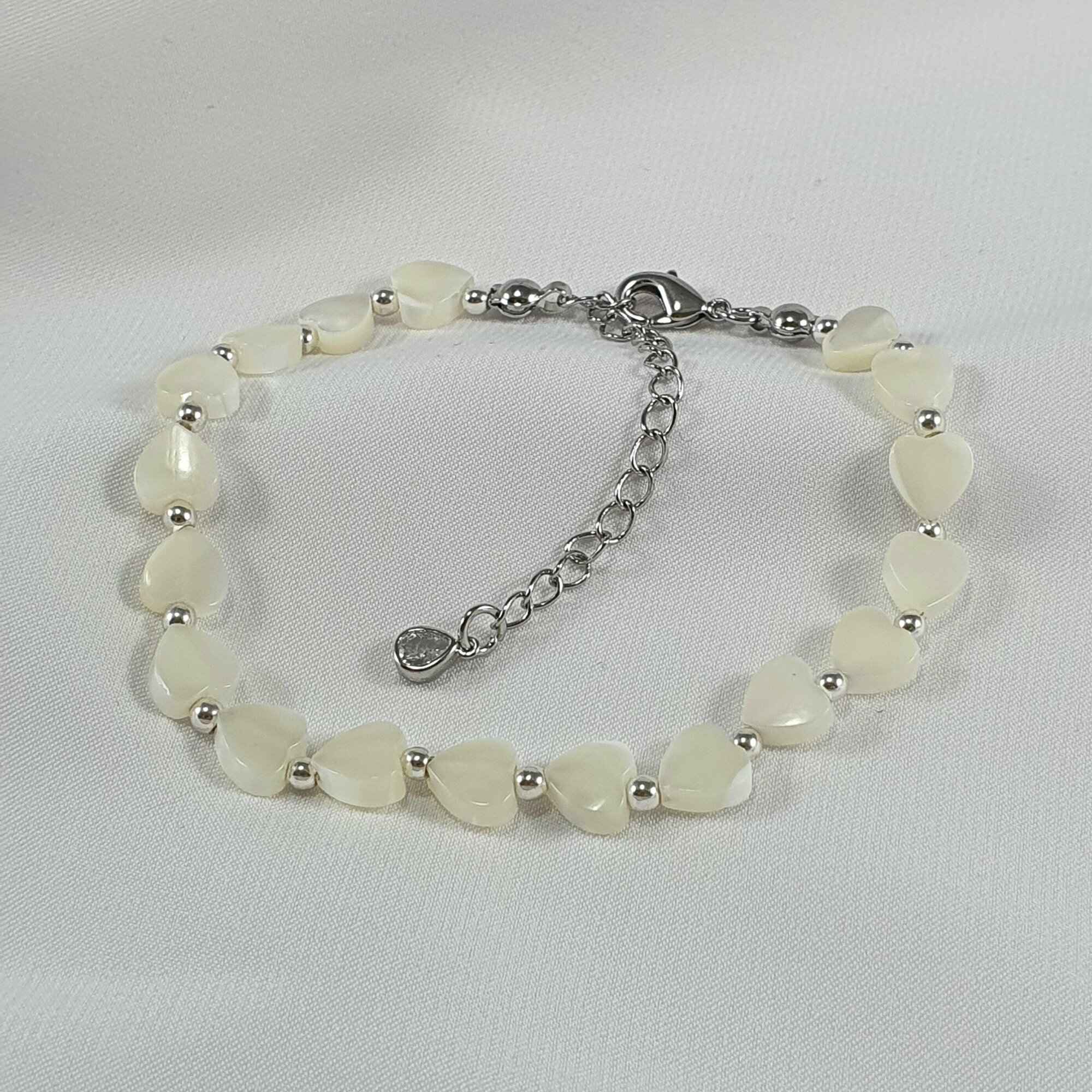 Браслет, гематит, перламутр