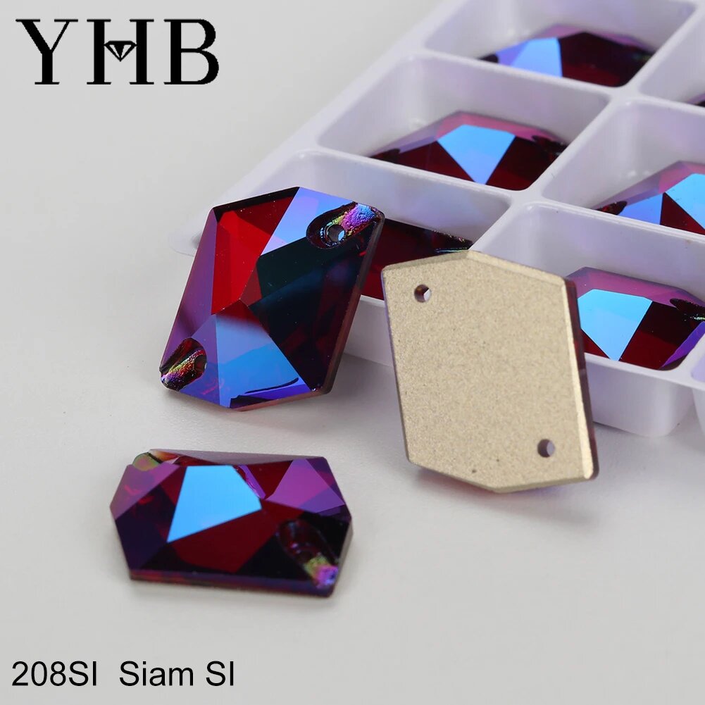 Стразы YHB космическое стекло кристалл AB лунный свет Фиолетовый, 28Pcs 11mm 14mm, 208SI Siam SI