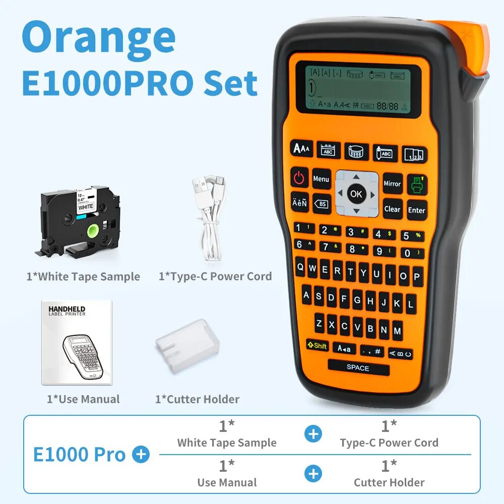 Портативный принтер для печати этикеток MarkField E1000PRO, оранжевый