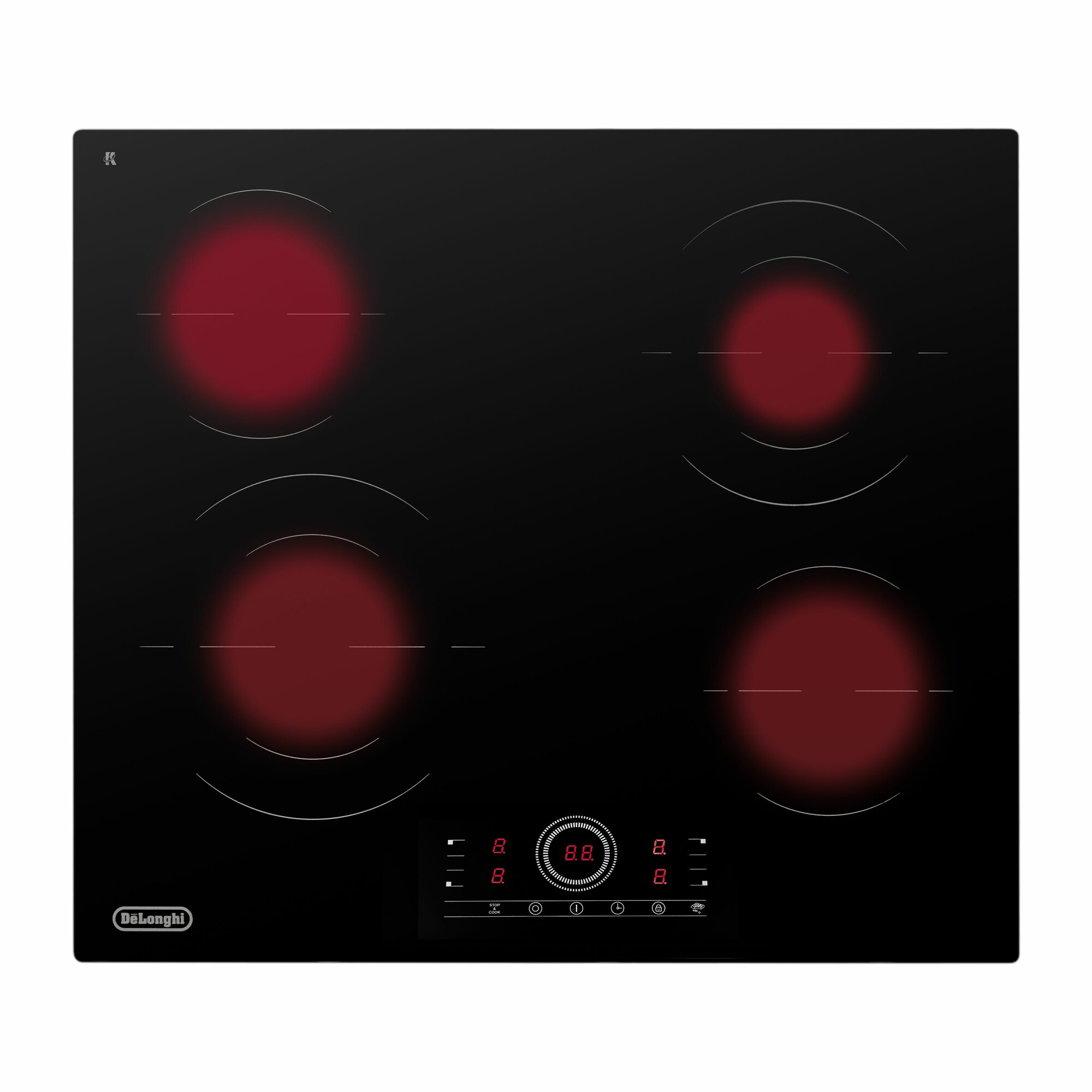 Варочная панель электрическая DeLonghi VITTORIO 2E1F CR, 9 режимов нагрева, таймер, 2 зоны расширения, варочная поверхность
