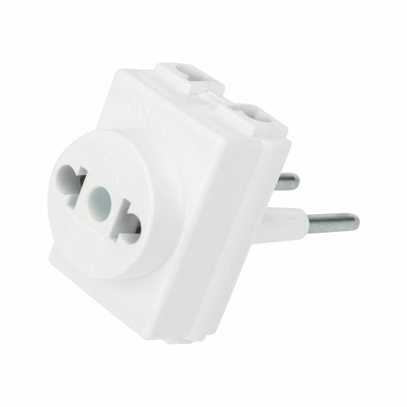 Сетевой адаптер питания, тройник - переходник для зарядки в розетку, с Евро А/F на тонкую вилку С1