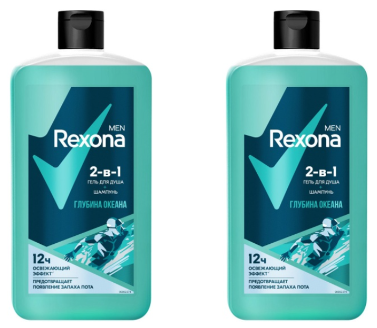 Гель для душа и шампунь Rexona Men 2 в 1 Глубина океана, 750 мл, 2 шт