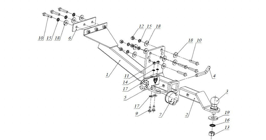 Фаркоп с элект. Smart, на УАЗ-3151 Hunter FA 0644-E (с 2003 г. в.) (паспорт и сертификат в комплекте) Бизон