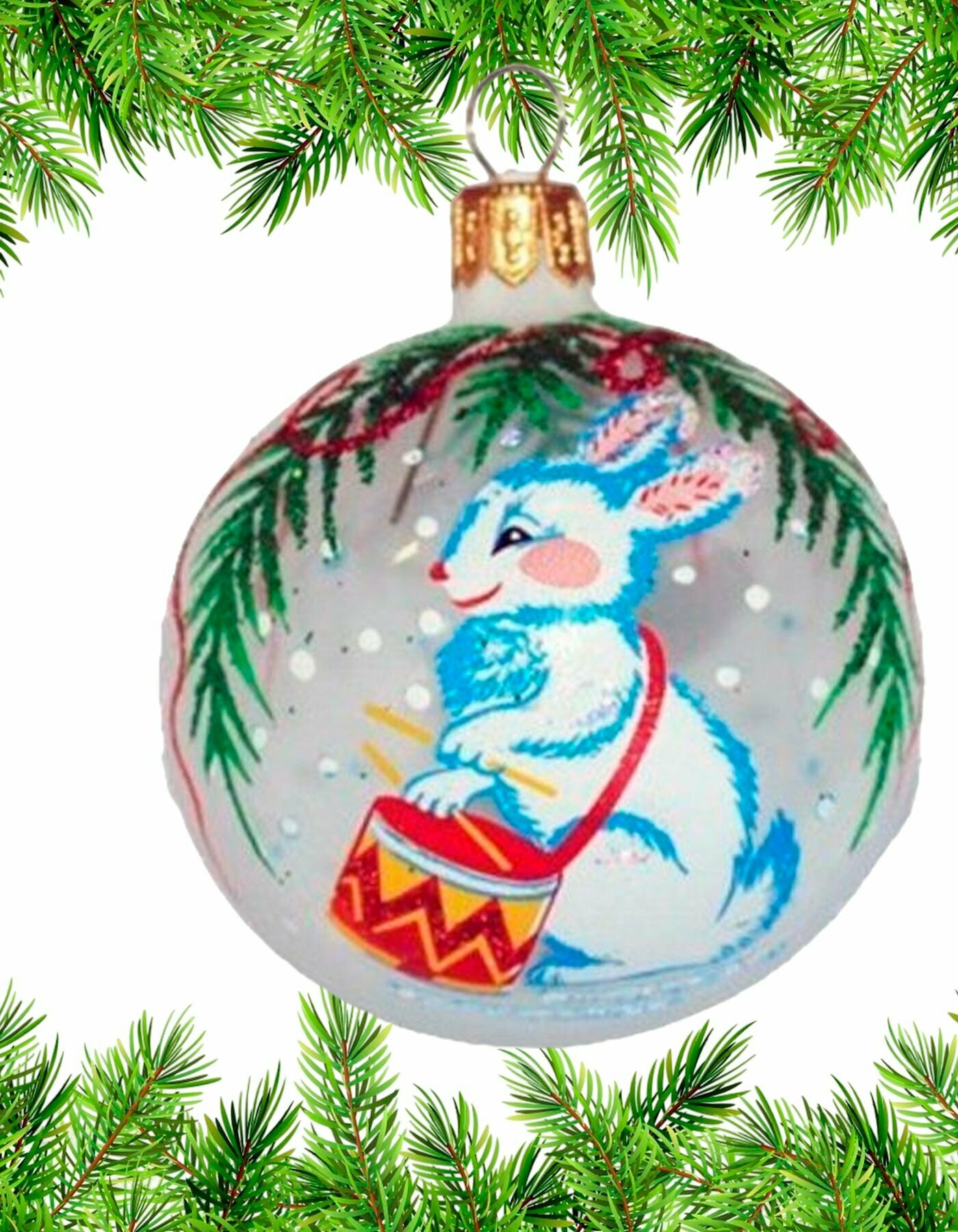 Елочный шар "Зайка" 60мм