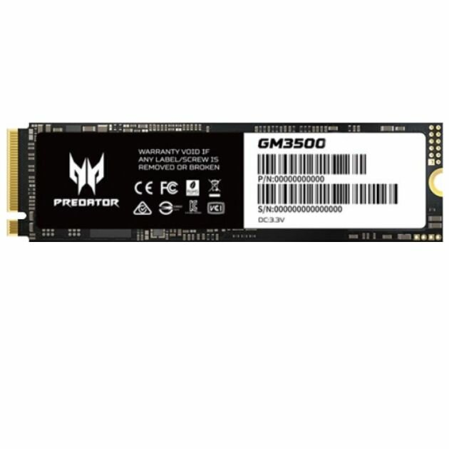 2 ТБ SSD M.2 накопитель ACER Predator (BL.9BWWR.103) - PCI-E 3.0, чтение - 3400 Мбайт/с, запись - 3000 Мбайт/с, 3D NAND