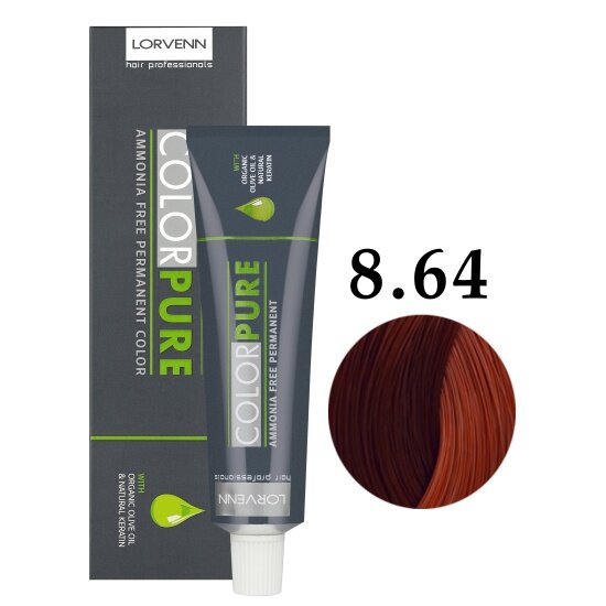 Краска для волос безаммиачная Lorvenn Color Pure, тон 8.64
