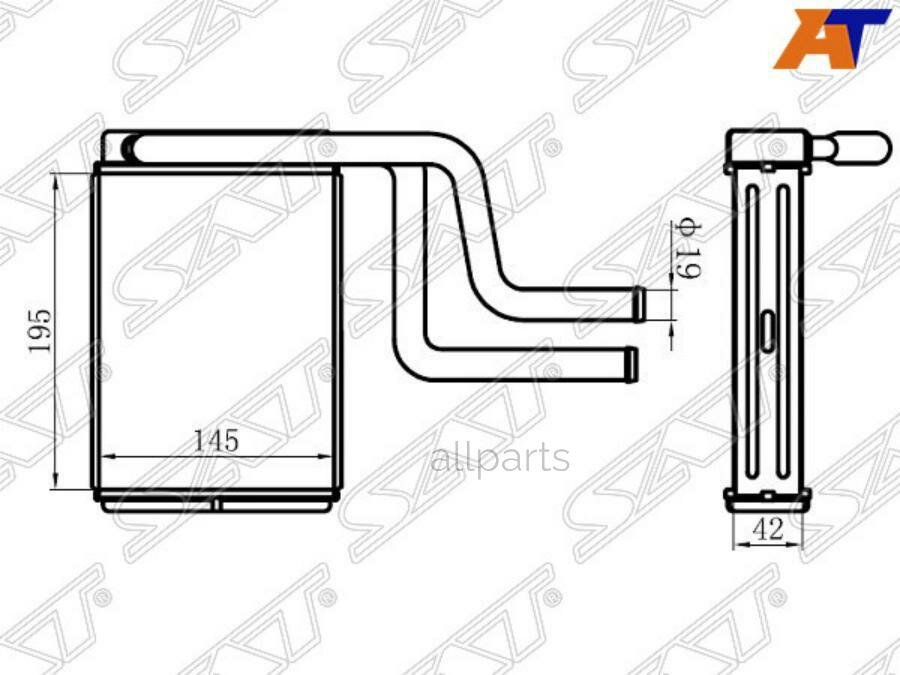 SAT ST-FD28-395-0 Радиатор отопителя салона Ford Mondeo 92-07 / Jaguar X-Type 01-07